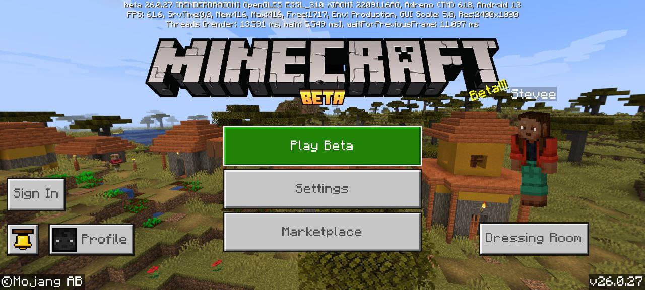 Download Minecraft 26.0.27 (1.26.0.27) APK for Android — Bedrock Beta Build